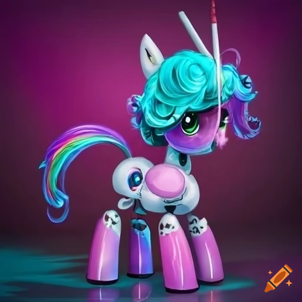 Colorful and detailed artwork of a cute my little pony robot on Craiyon