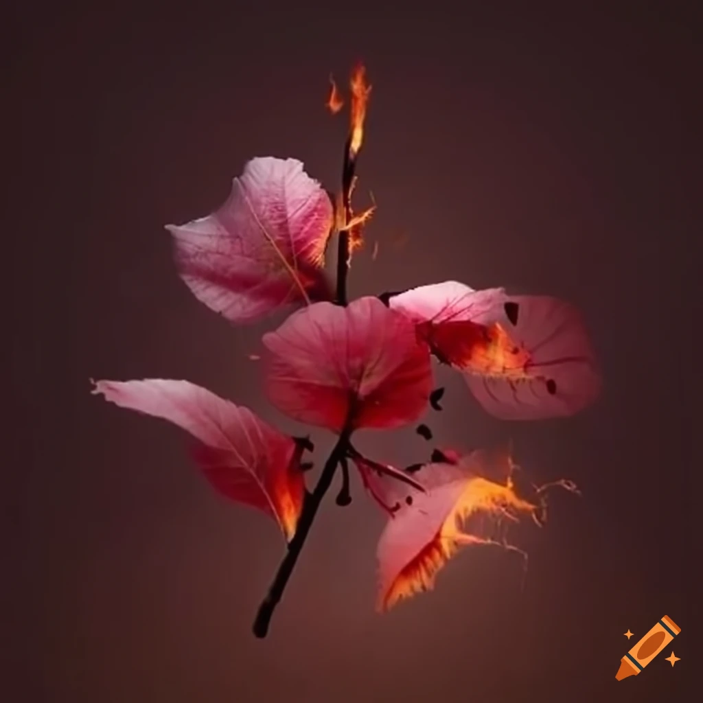 Burning sakura tree leaves on Craiyon