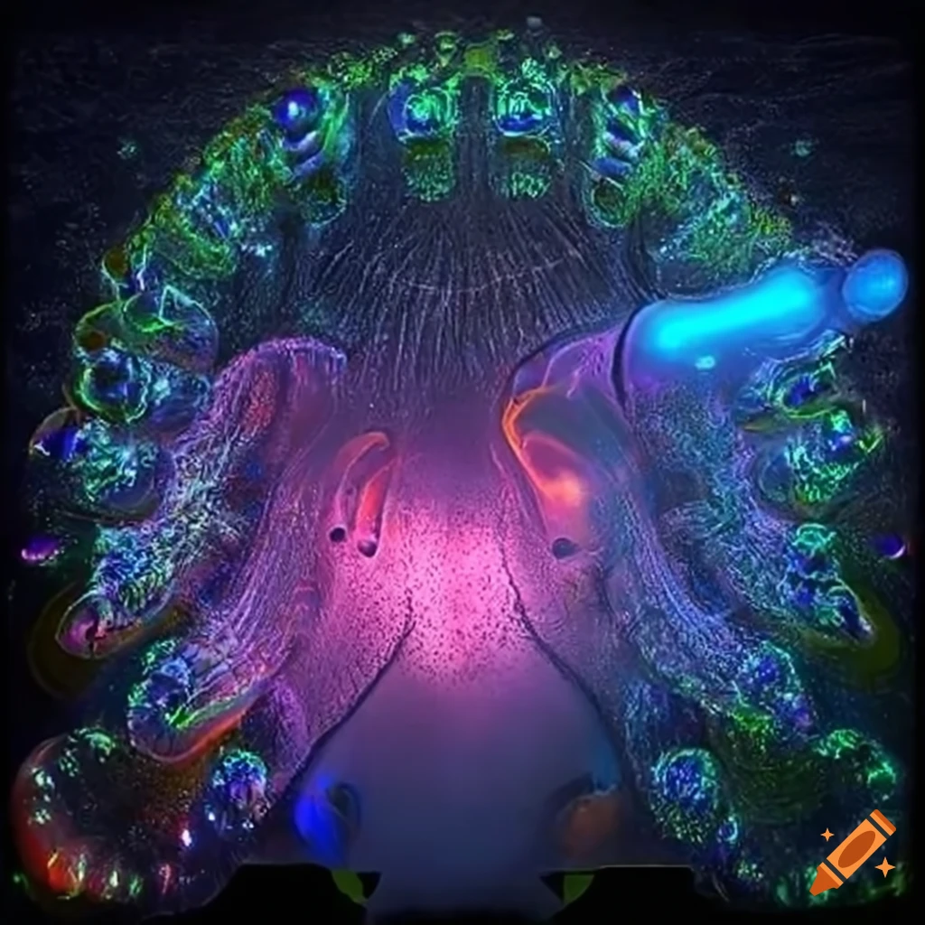 Surreal world with holographic navigation and bioluminescent energy on ...