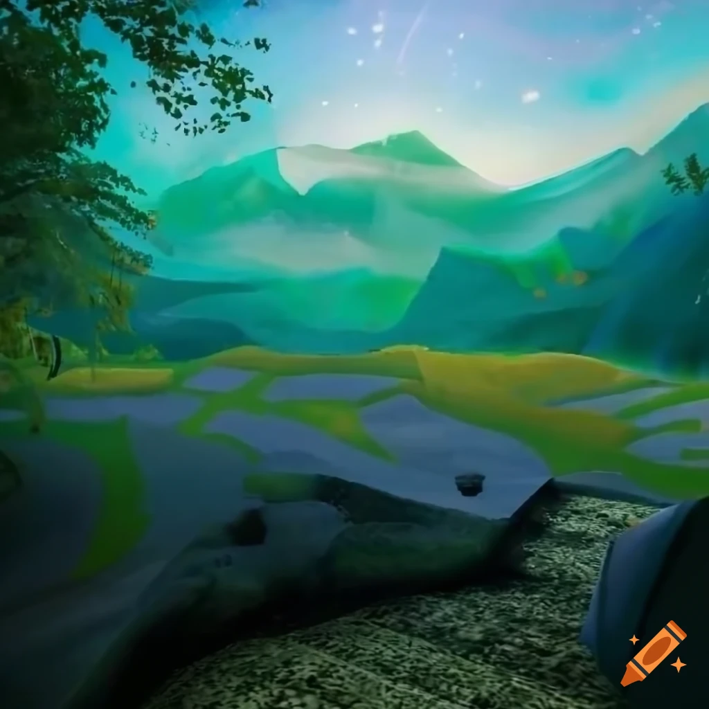 Super mario 64 the world of dreams landscape on Craiyon