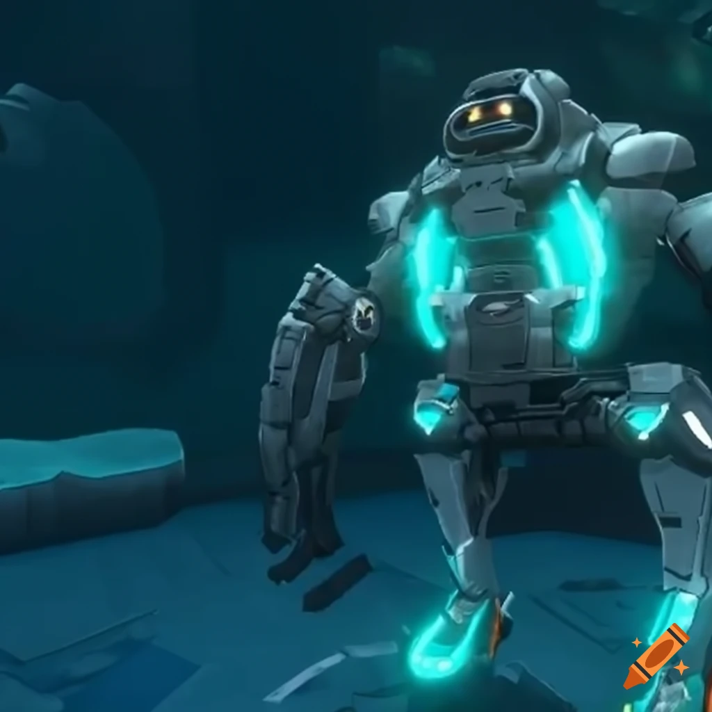 Sleek and powerful mech in subnautica series on Craiyon