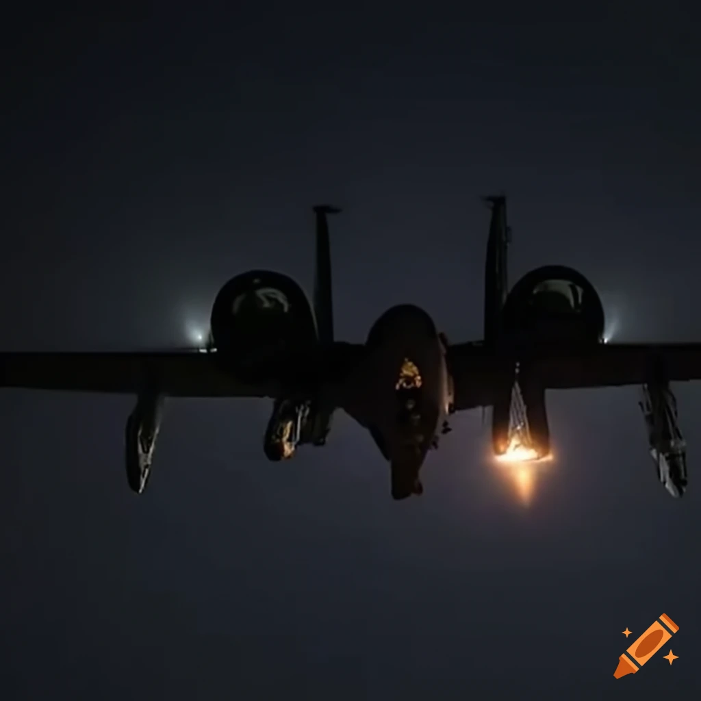 A10 warthog flying in the night sky on Craiyon
