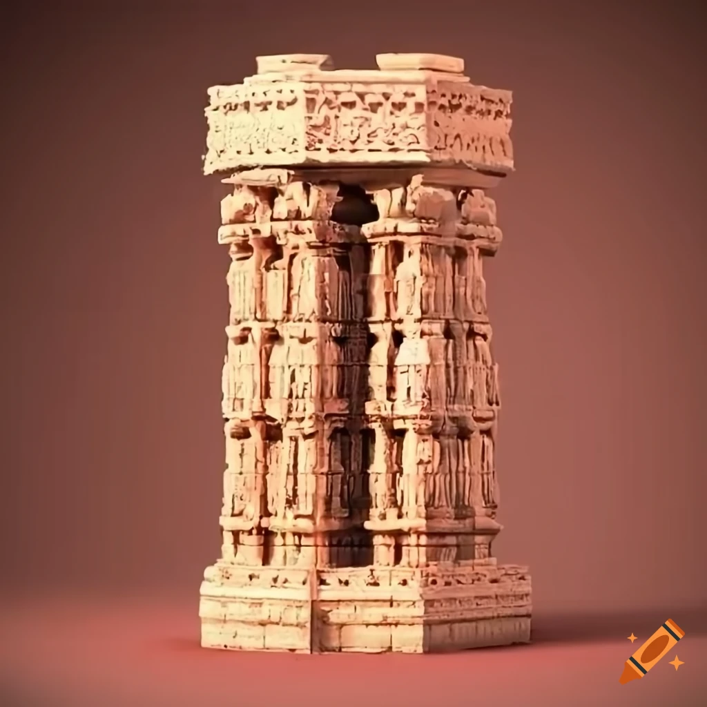 Carved indian temple column brick on Craiyon