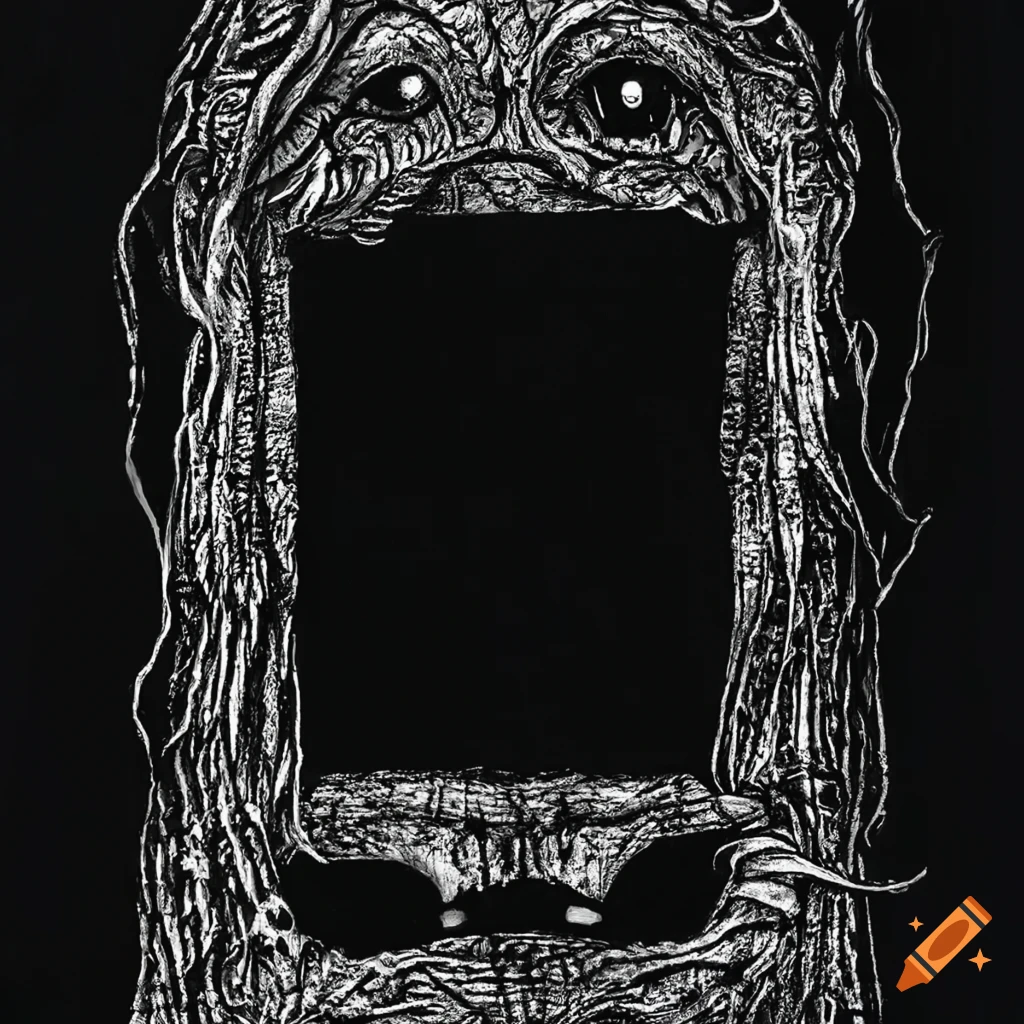 Twisted horror frame with black background in edward gorey style on Craiyon