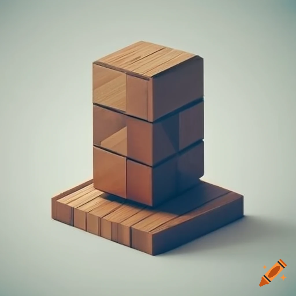 Isometric cubes made of lasercut wood on Craiyon