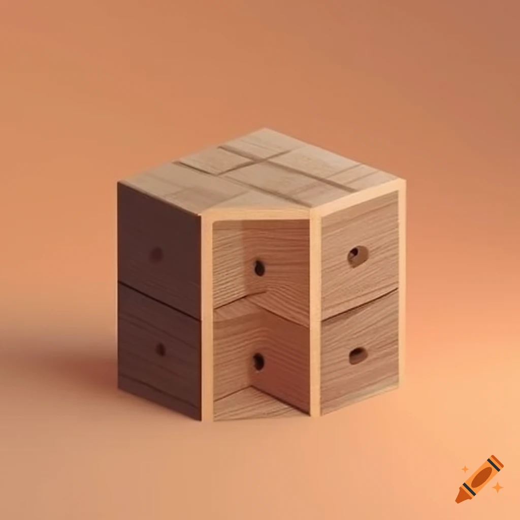 Isometric cubes made of lasercut wood on Craiyon