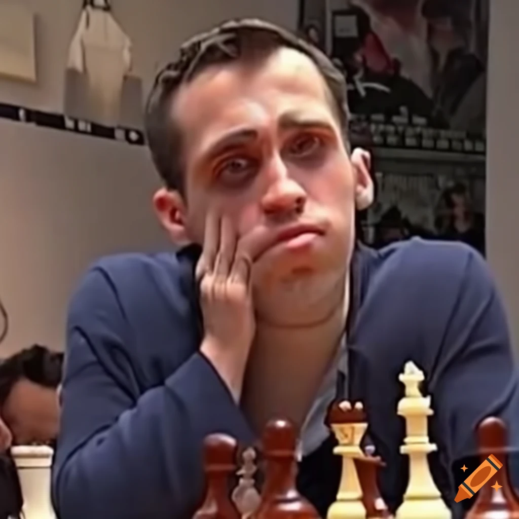 Man named jared expressing despair after losing at chess on Craiyon