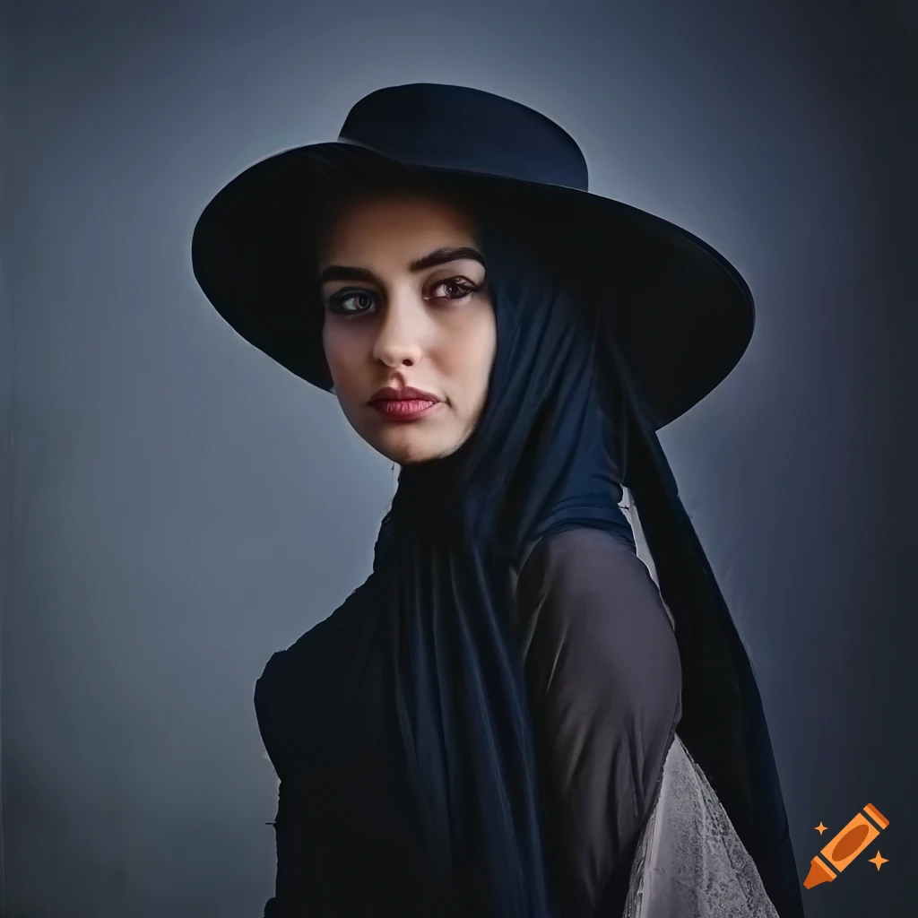 Portrait of a mysterious young woman surrounded by shadows on Craiyon