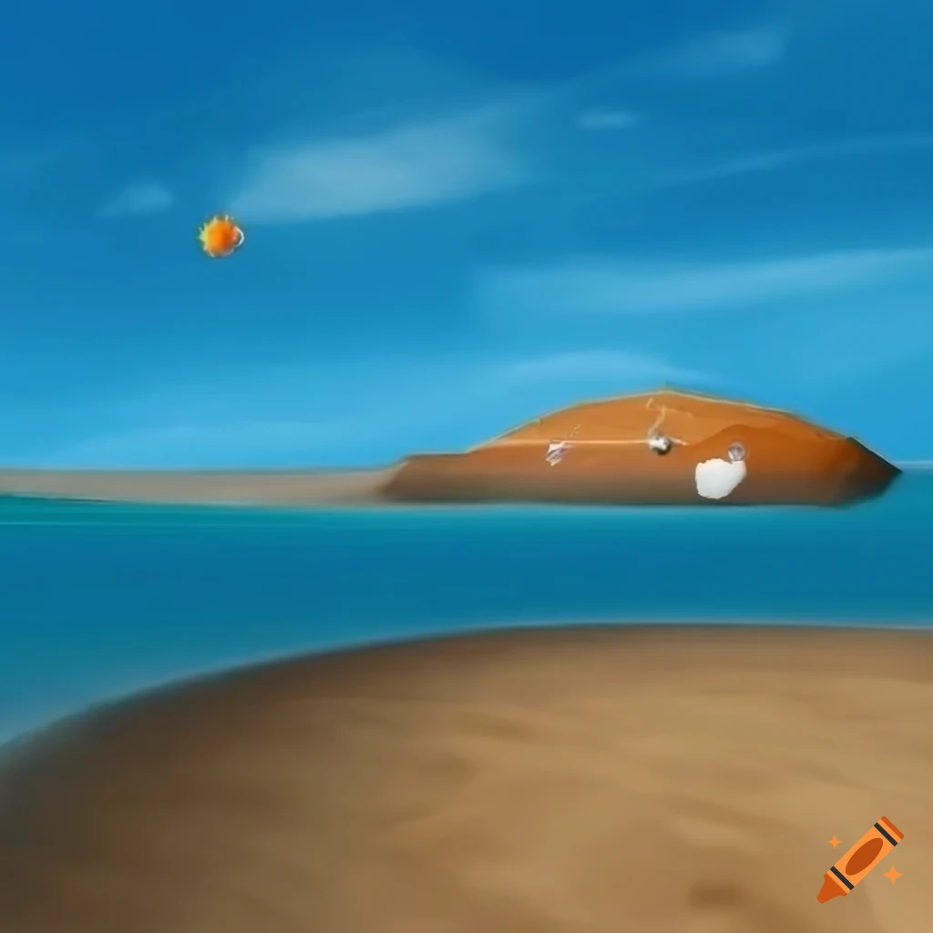 Salty salty shore landscape in super mario 64 on Craiyon
