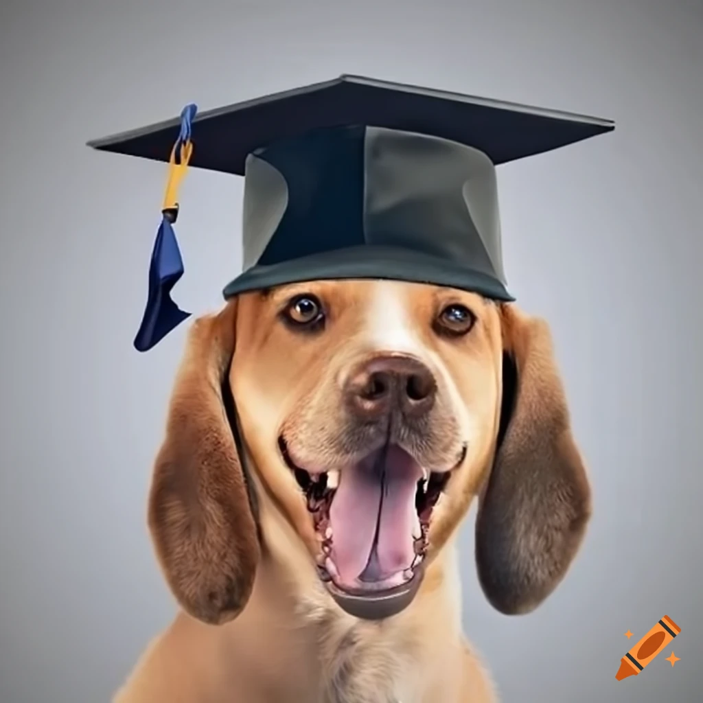 Dog wearing a student hat on Craiyon