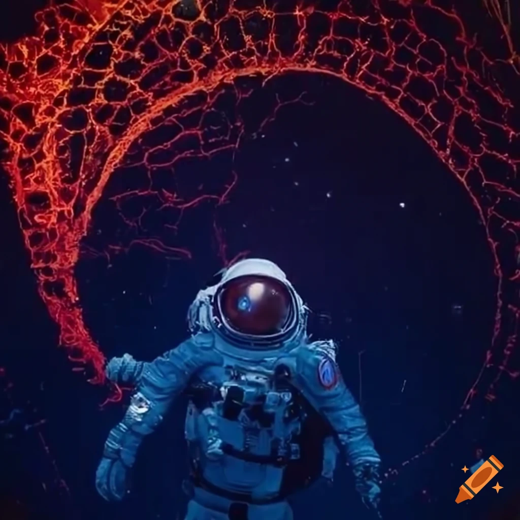 Astronaut using a laptop in space on Craiyon