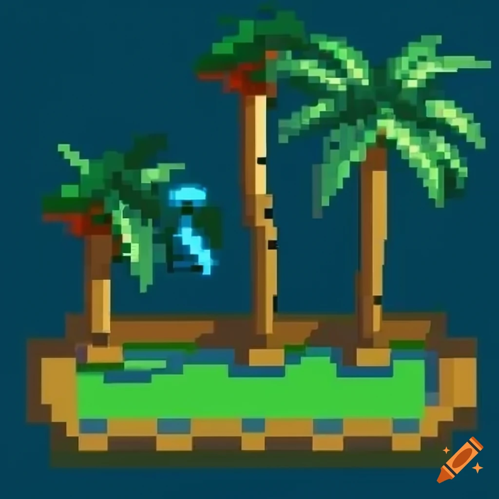 Pixel art of a palm tree in 2d rpg maker style on Craiyon
