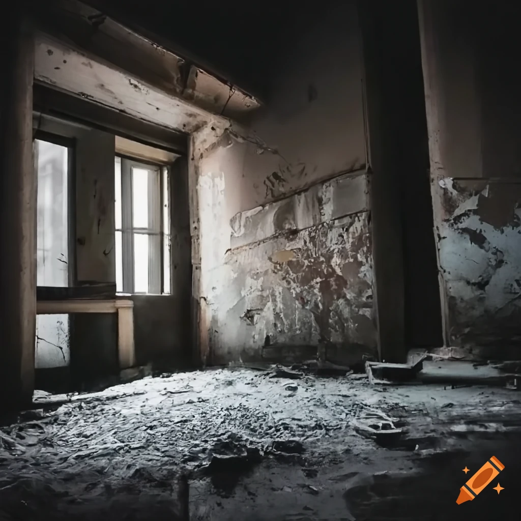 Desolate interior of a building on Craiyon