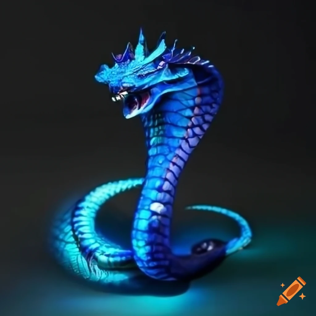 Electric blue dragon cobra with lightning wings on Craiyon