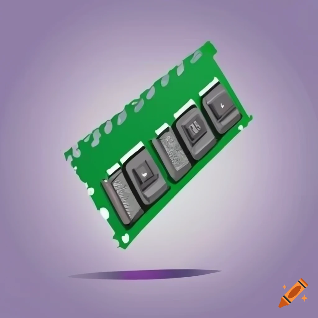 Cartoon computer ram on a white background on Craiyon