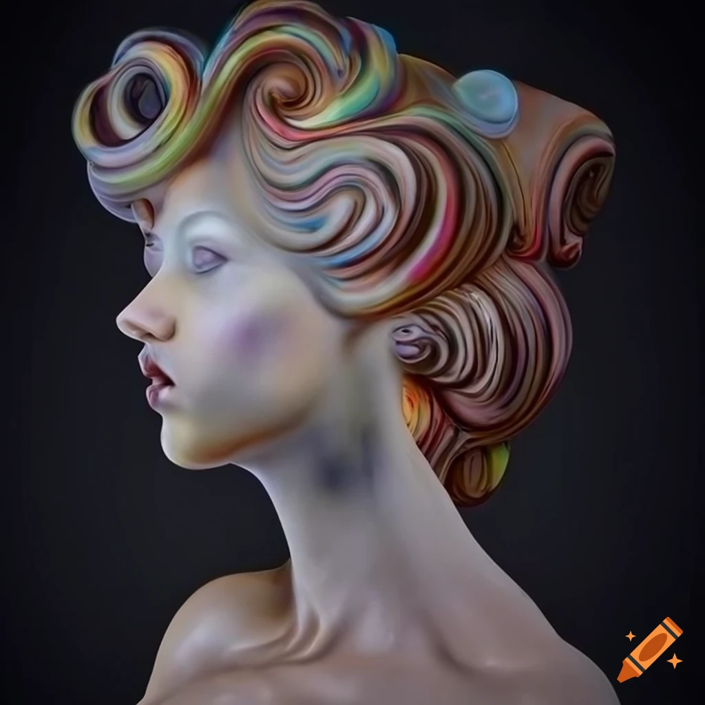 Abstract sculpture in vibrant colors and intricate details on Craiyon