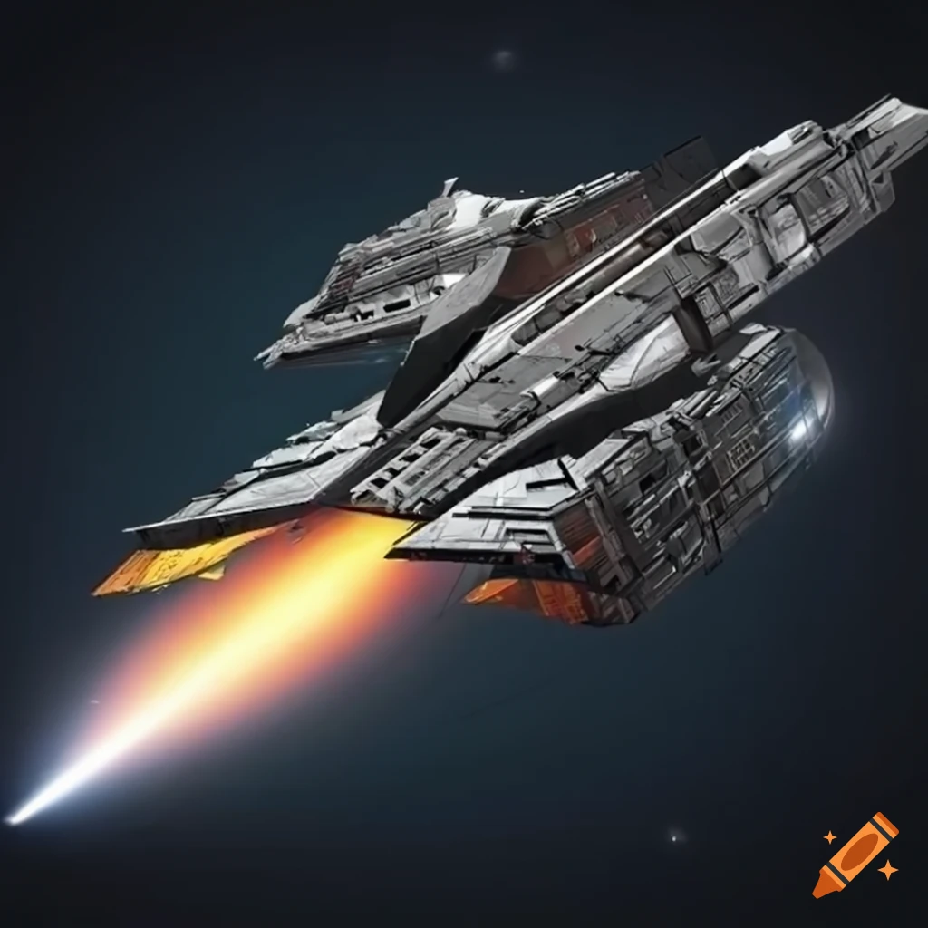 Futuristic space sailing ship between interstellar planets and stars on ...