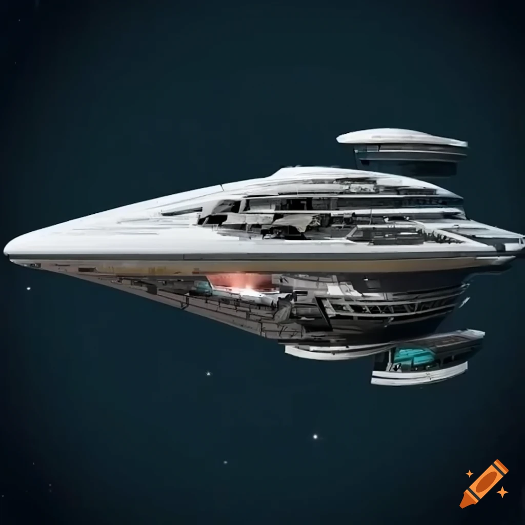 Futuristic space sailing ship between interstellar planets and stars on ...