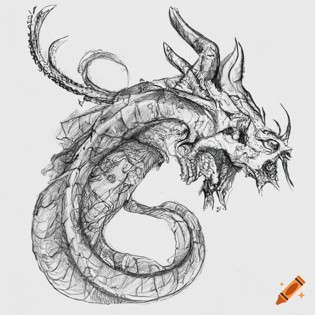 Grotesque art style dragon on Craiyon