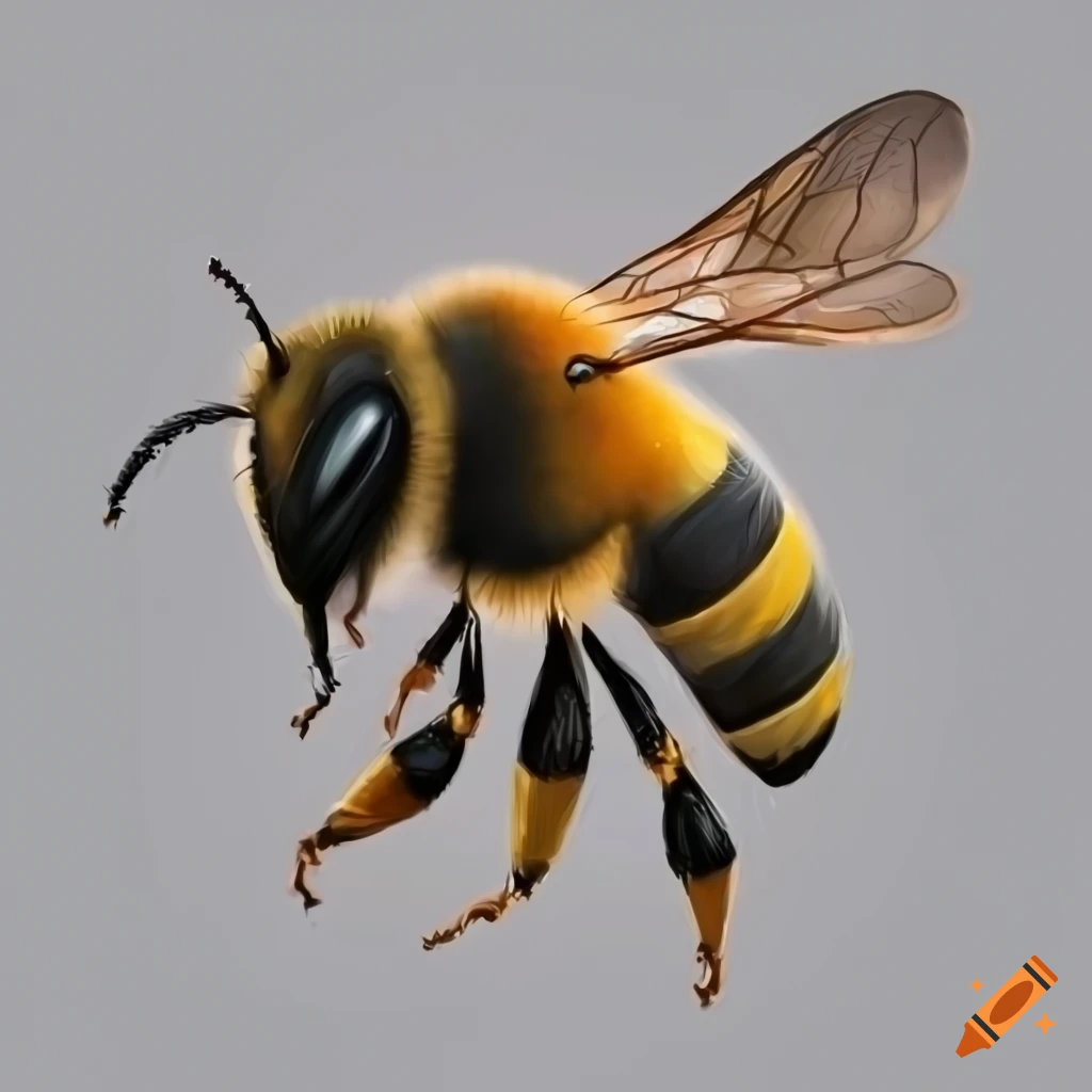 Realistic bee close-up on Craiyon