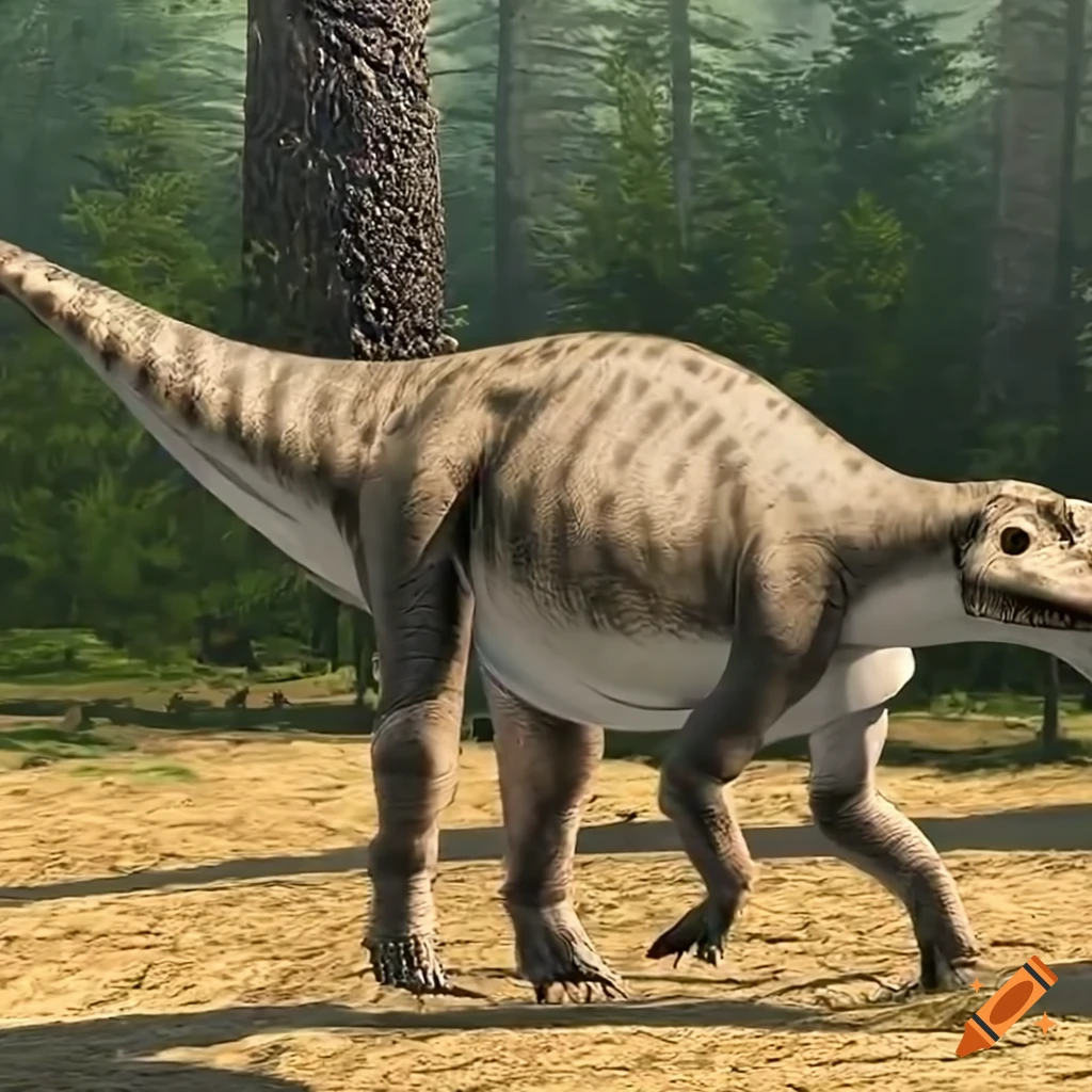 Hadrosaurus dinosaur with intricate color pattern and detailed scaly ...