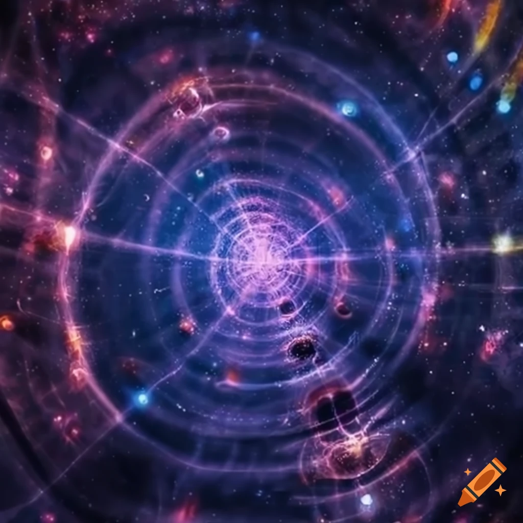 Person meditating with quantum universe particles in the background on ...