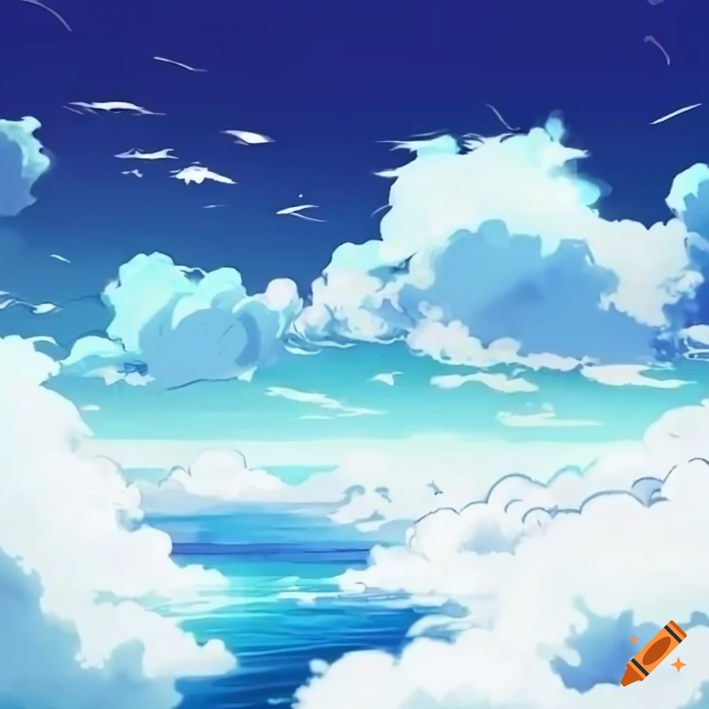 Anime-style clouds background on Craiyon