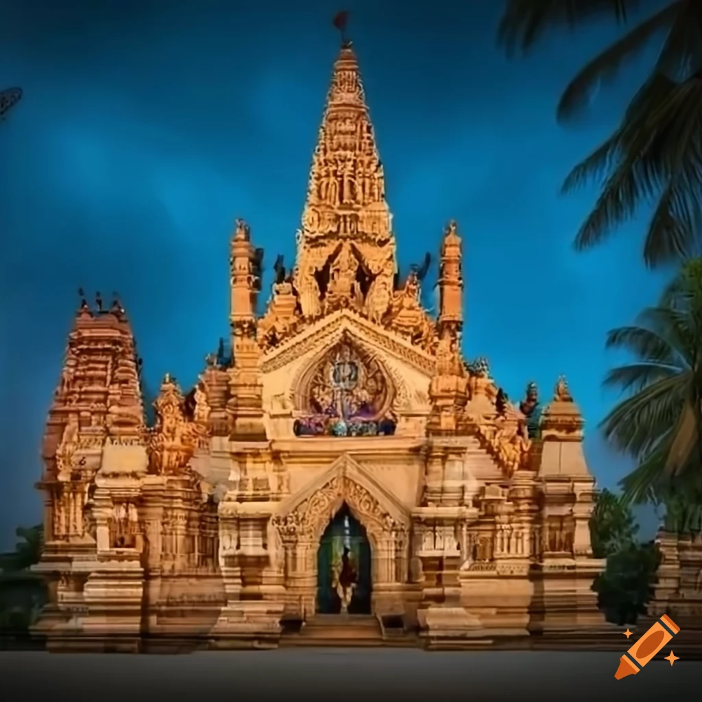 Hindu temple with Gothic architectural elements on Craiyon