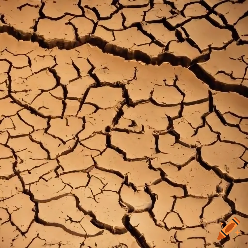 Close-up of a tectonic plate soaring over cracked mountainous ground on ...