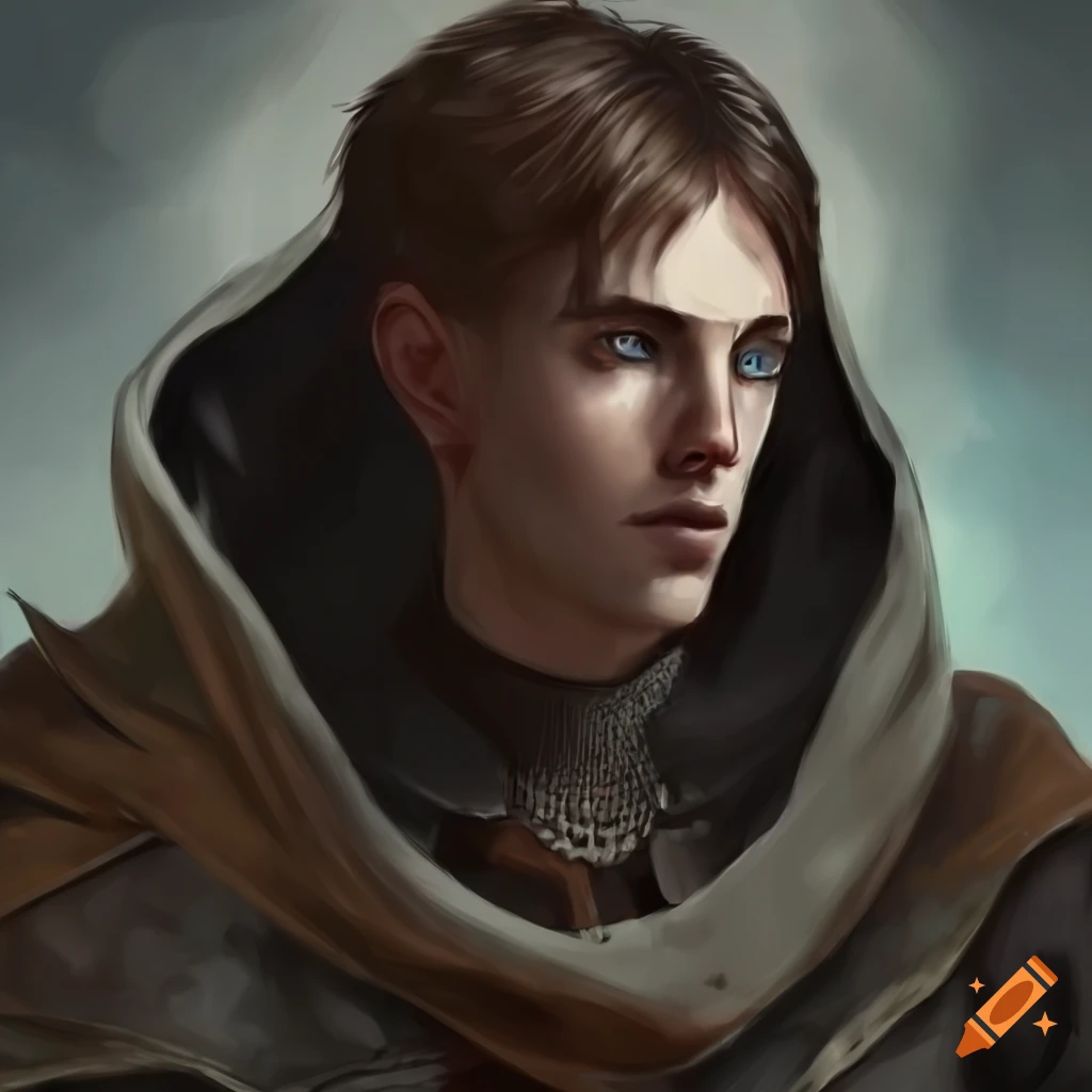 Confident and determined knight with tunic and cloak on Craiyon