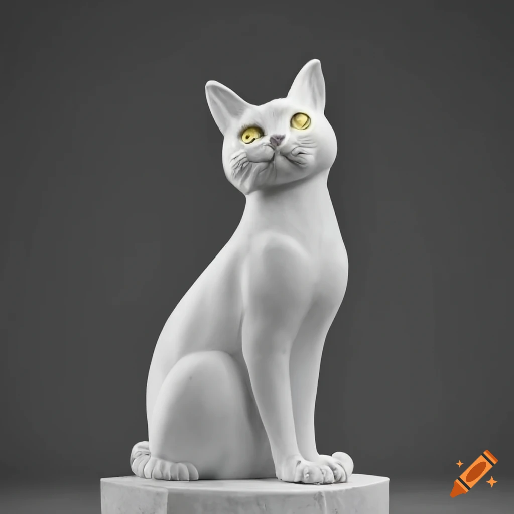 Marble statue of a majestic cat on Craiyon