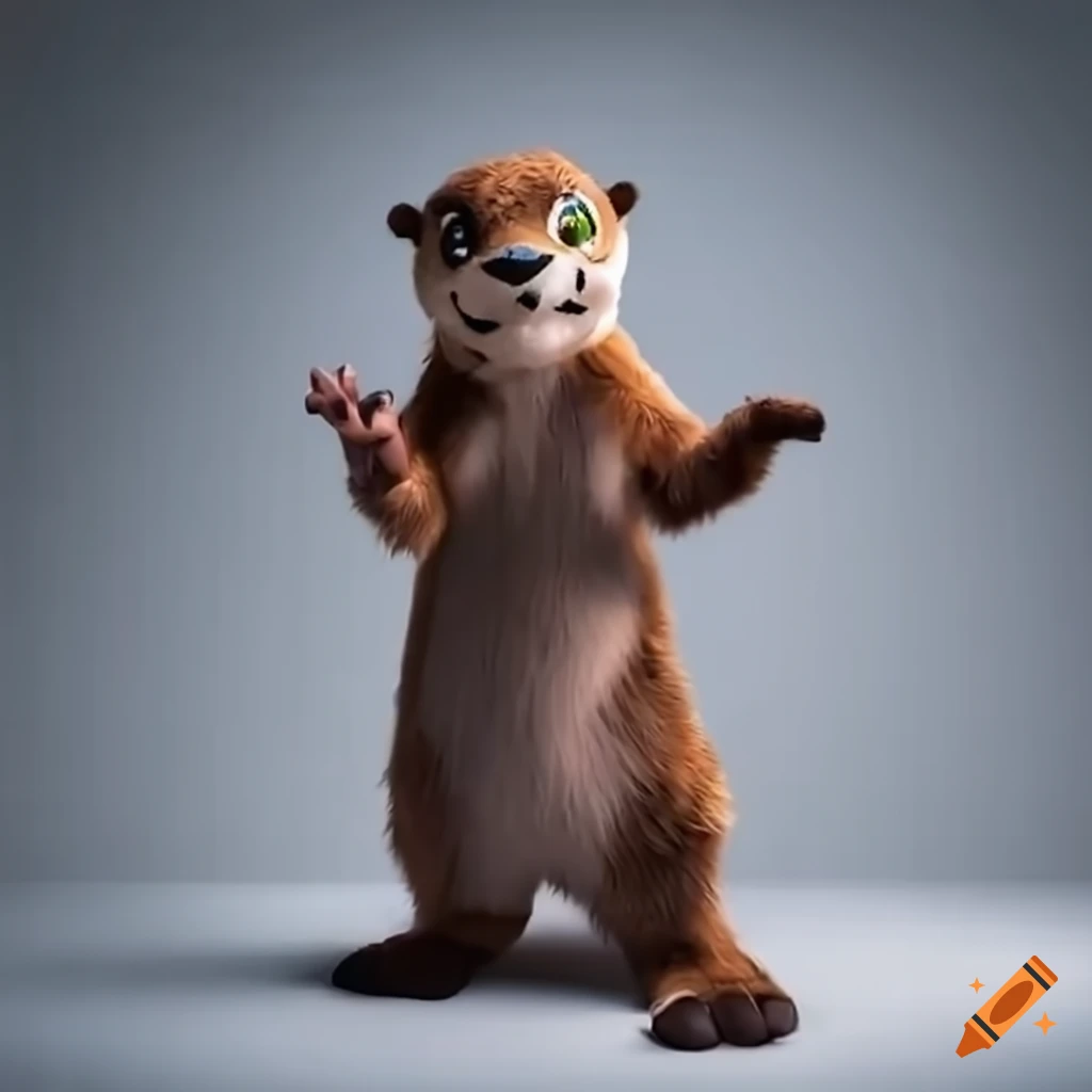 Female teacher in a full body cartoony otter fursuit at school on Craiyon