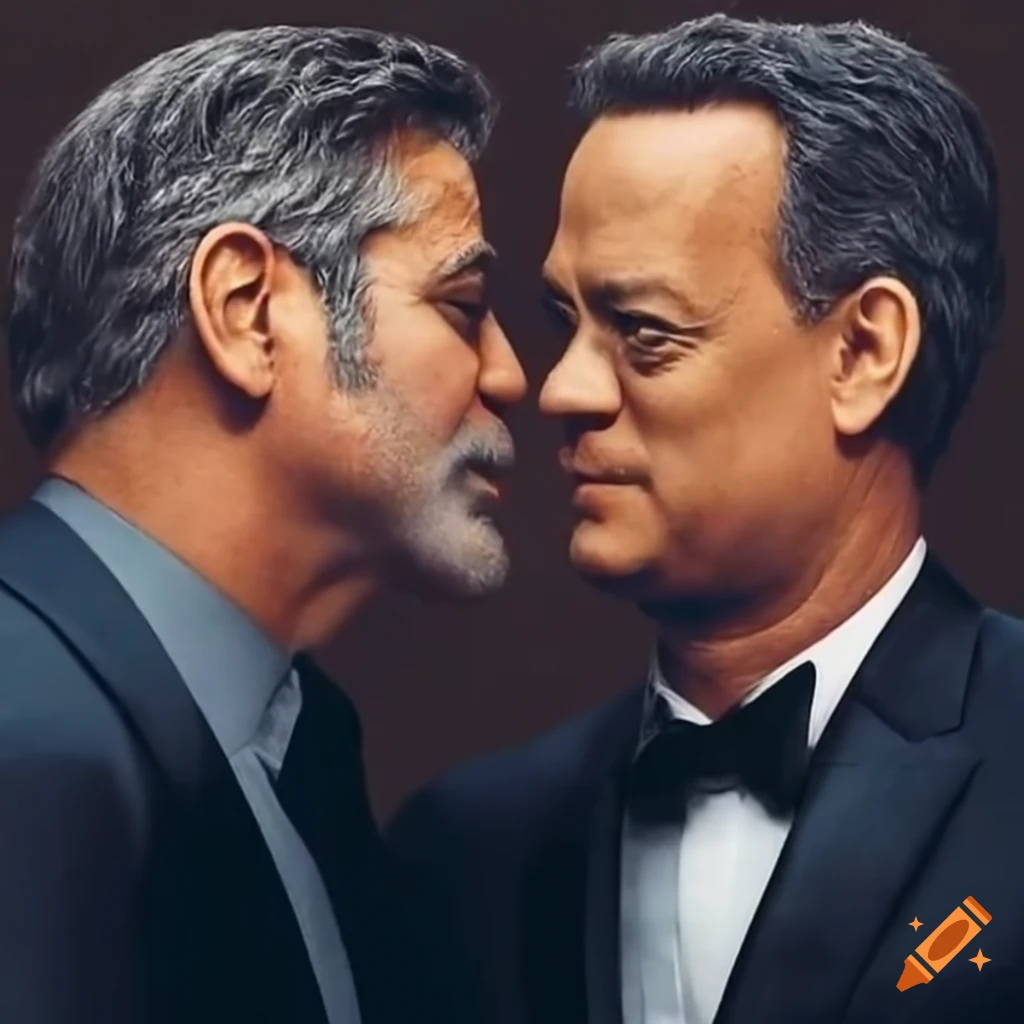 Two actors embracing in a friendly manner on Craiyon