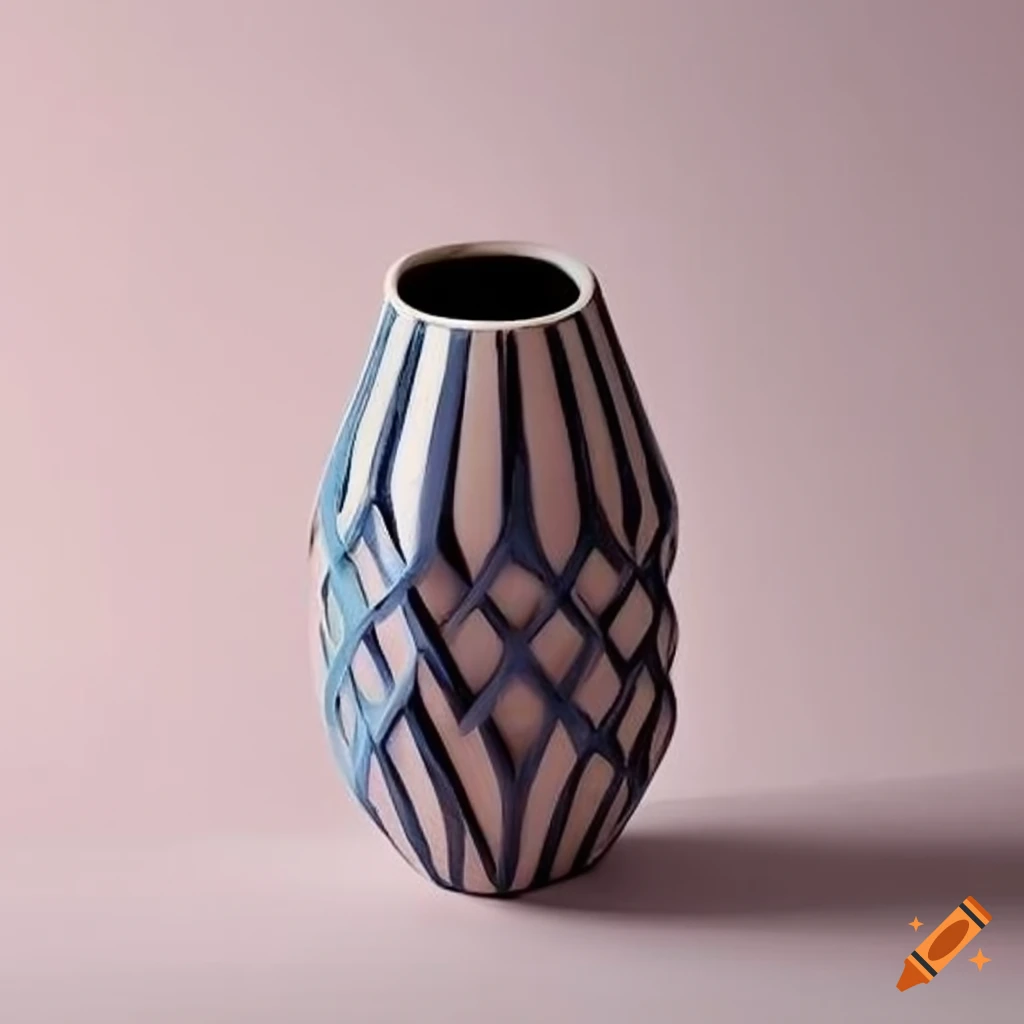 Geometric symmetric ceramic vase on Craiyon
