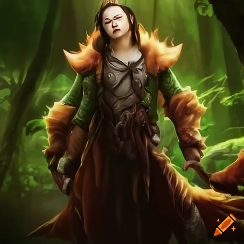 Asian male wielding nature magic as a cragheart character on Craiyon