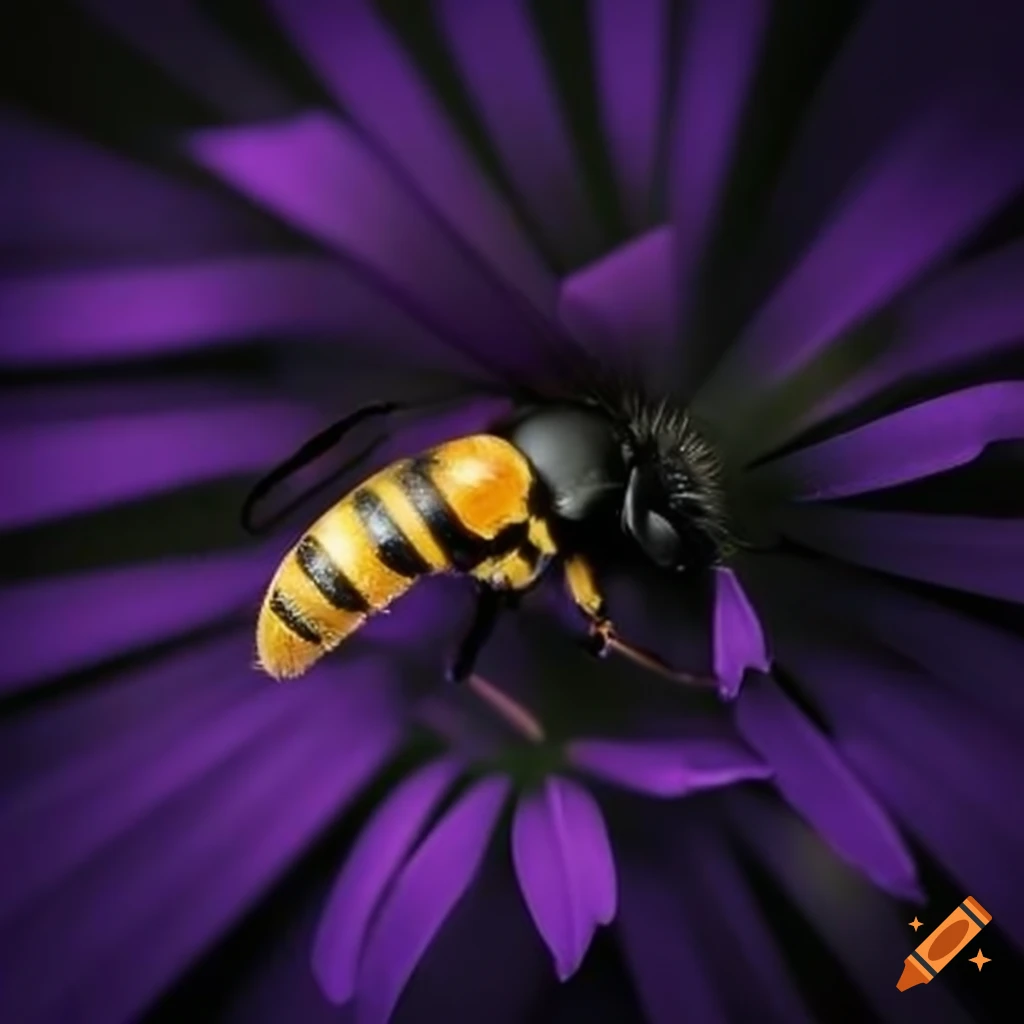 Purple bee illustration on Craiyon