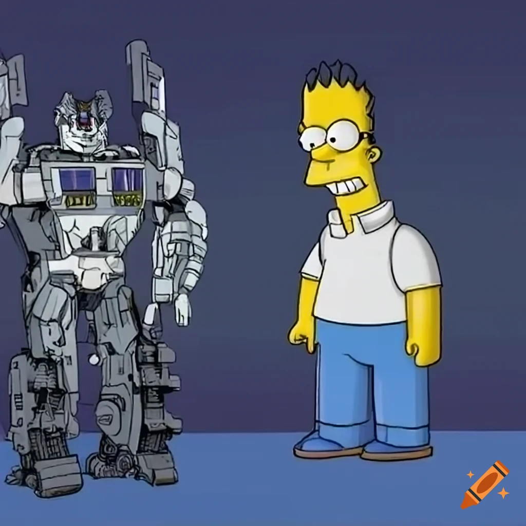 Transformer Meeting The Simpsons Characters On Craiyon