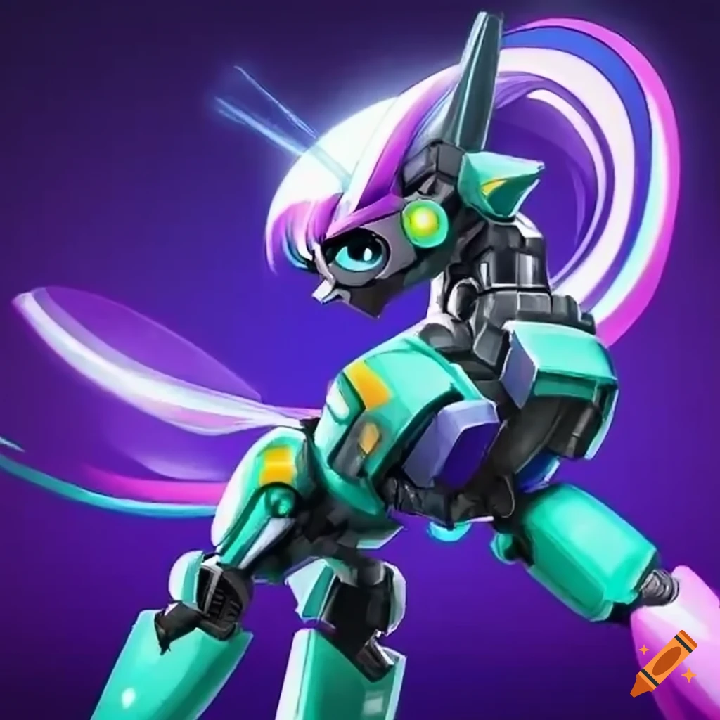 My Little Pony in slick mech outfit on Craiyon