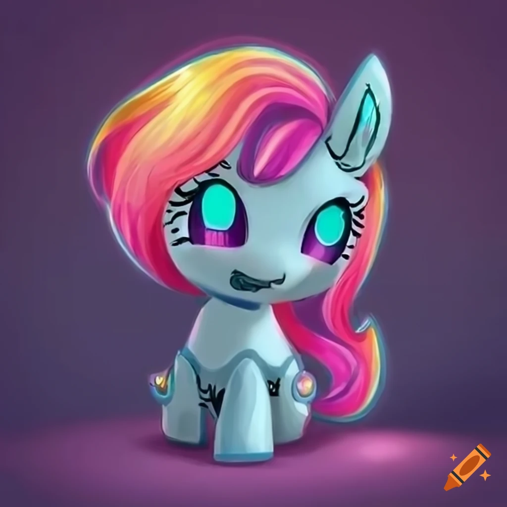 Colorful and detailed artwork of a cute my little pony robot on Craiyon