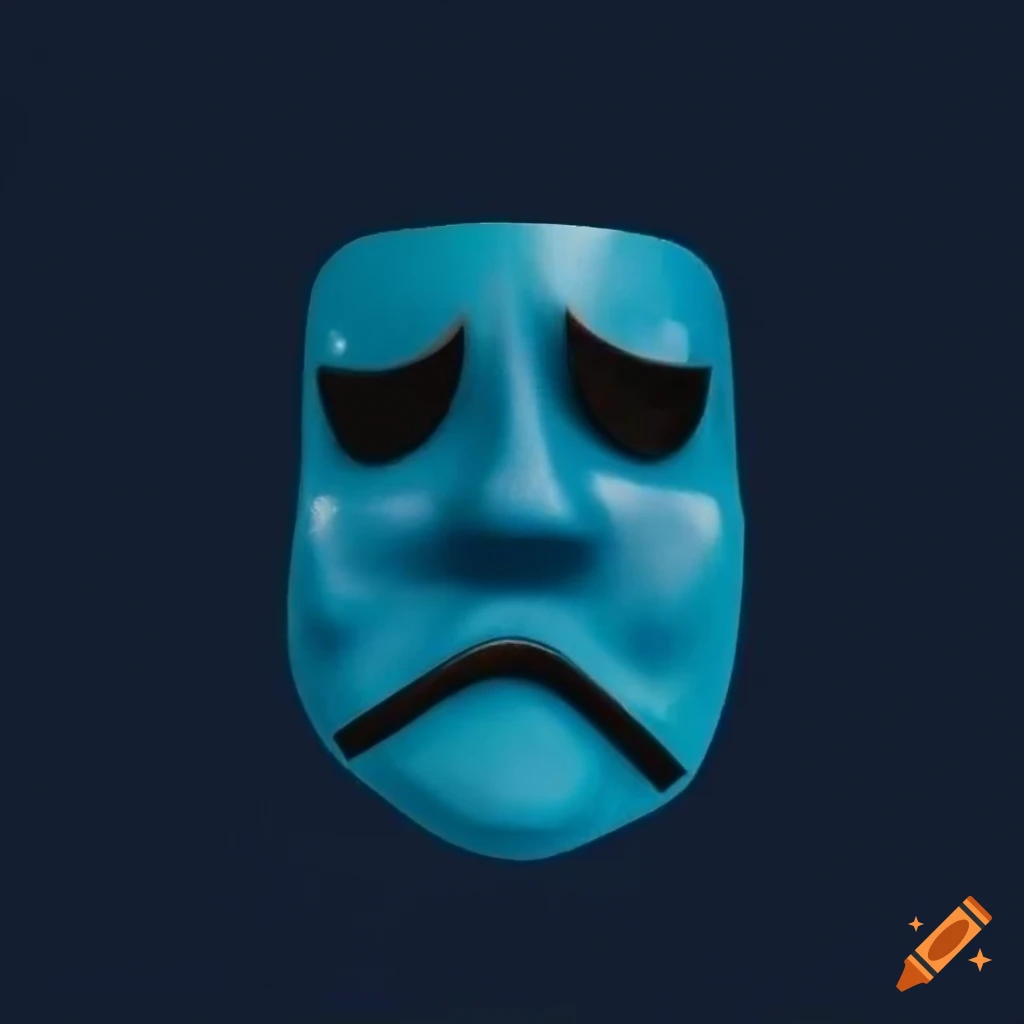Sad mask on dark blue background on Craiyon