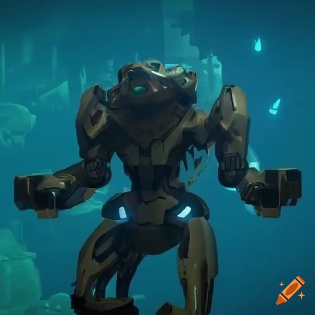 Sleek and powerful mech suit in the subnautica series on Craiyon