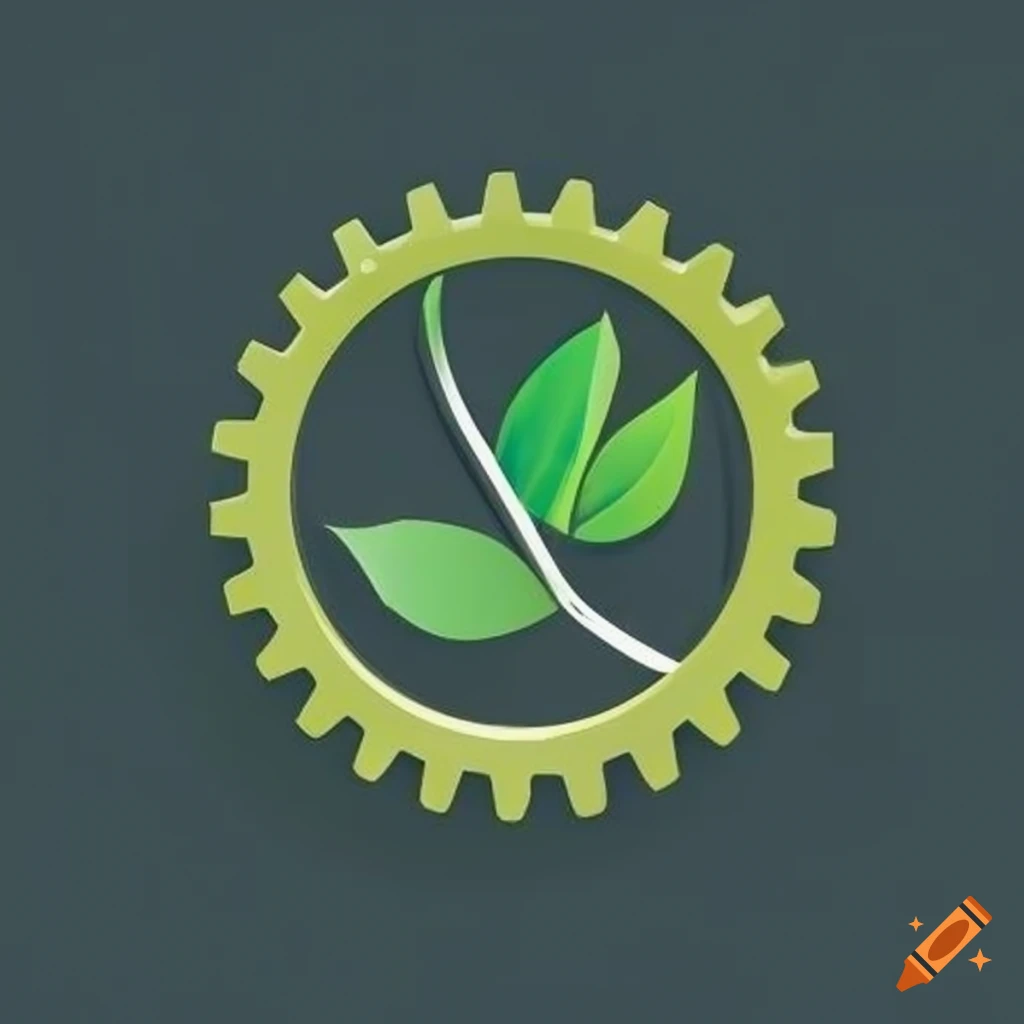 Leaf and gear logo symbolizing sustainable technology and environmental ...