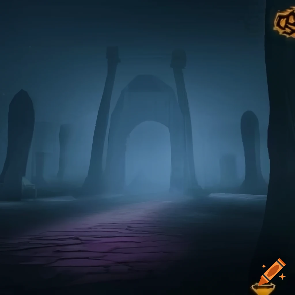 Super mario 64 hollow horror halls landscape on Craiyon