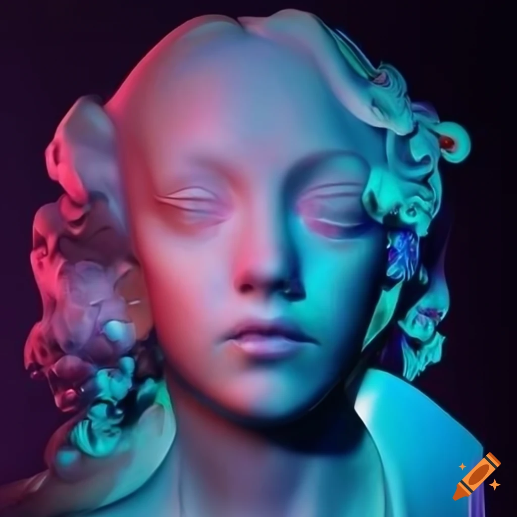 Sculpted 4k ultra hd quality random colored veined marble figures with ...