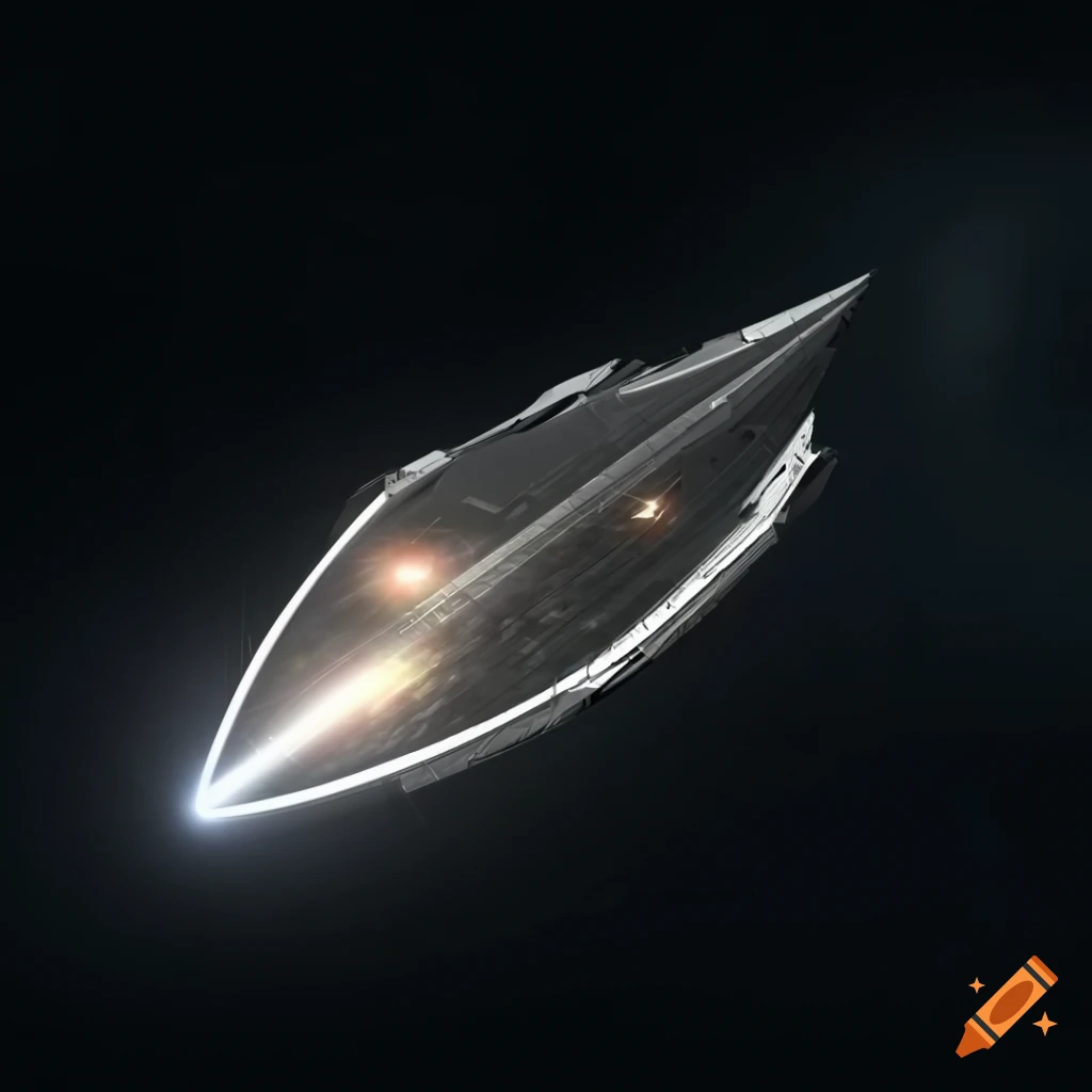 Futuristic space sailing ship between interstellar planets and stars on ...