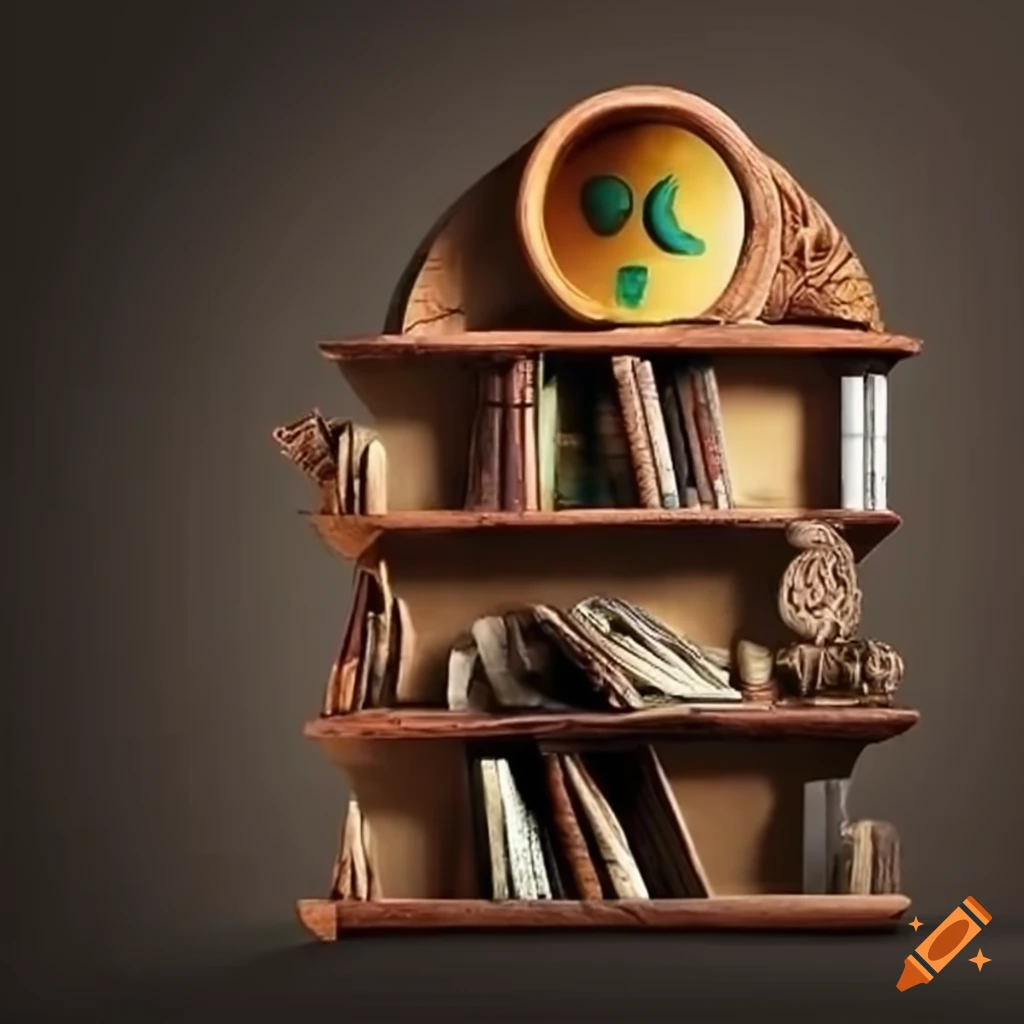 Hobbit themed bookshelf on Craiyon