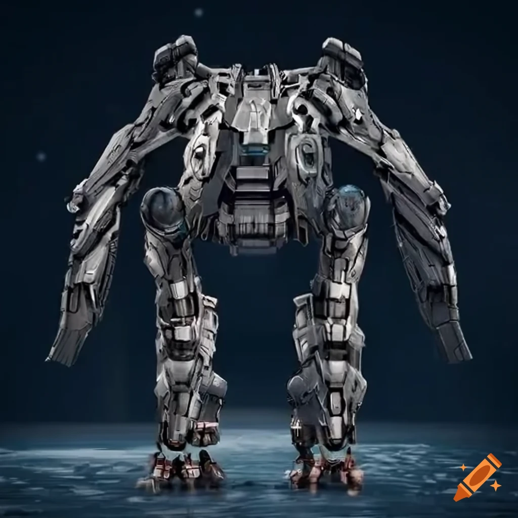 Sleek and powerful mech on an ice planet with an athletic female lead ...