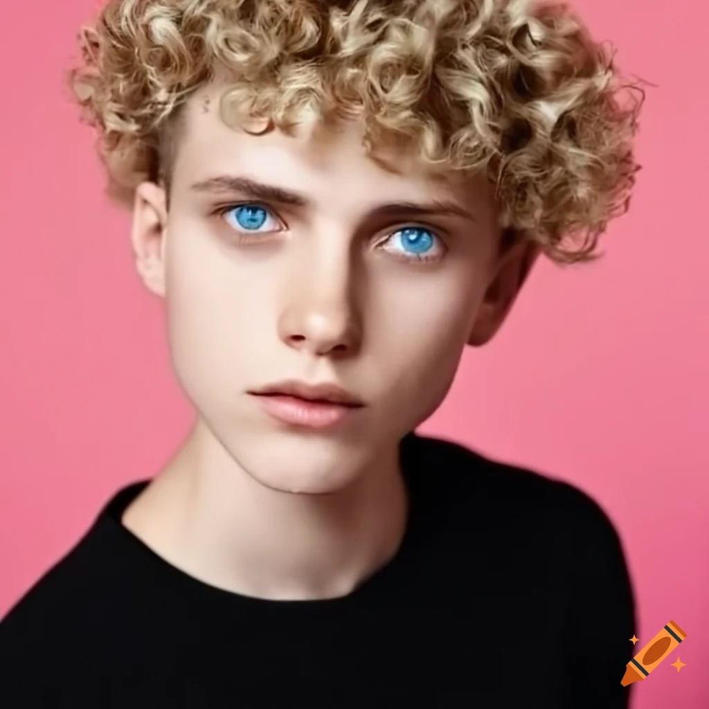 Handsome young man with high cheekbones and blue eyes on Craiyon