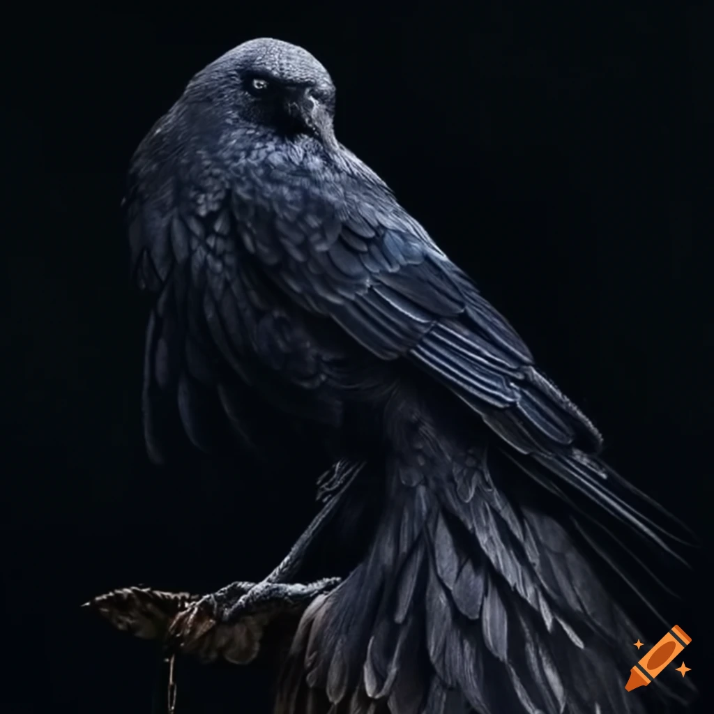 Crow with flower-embroidered wings on Craiyon