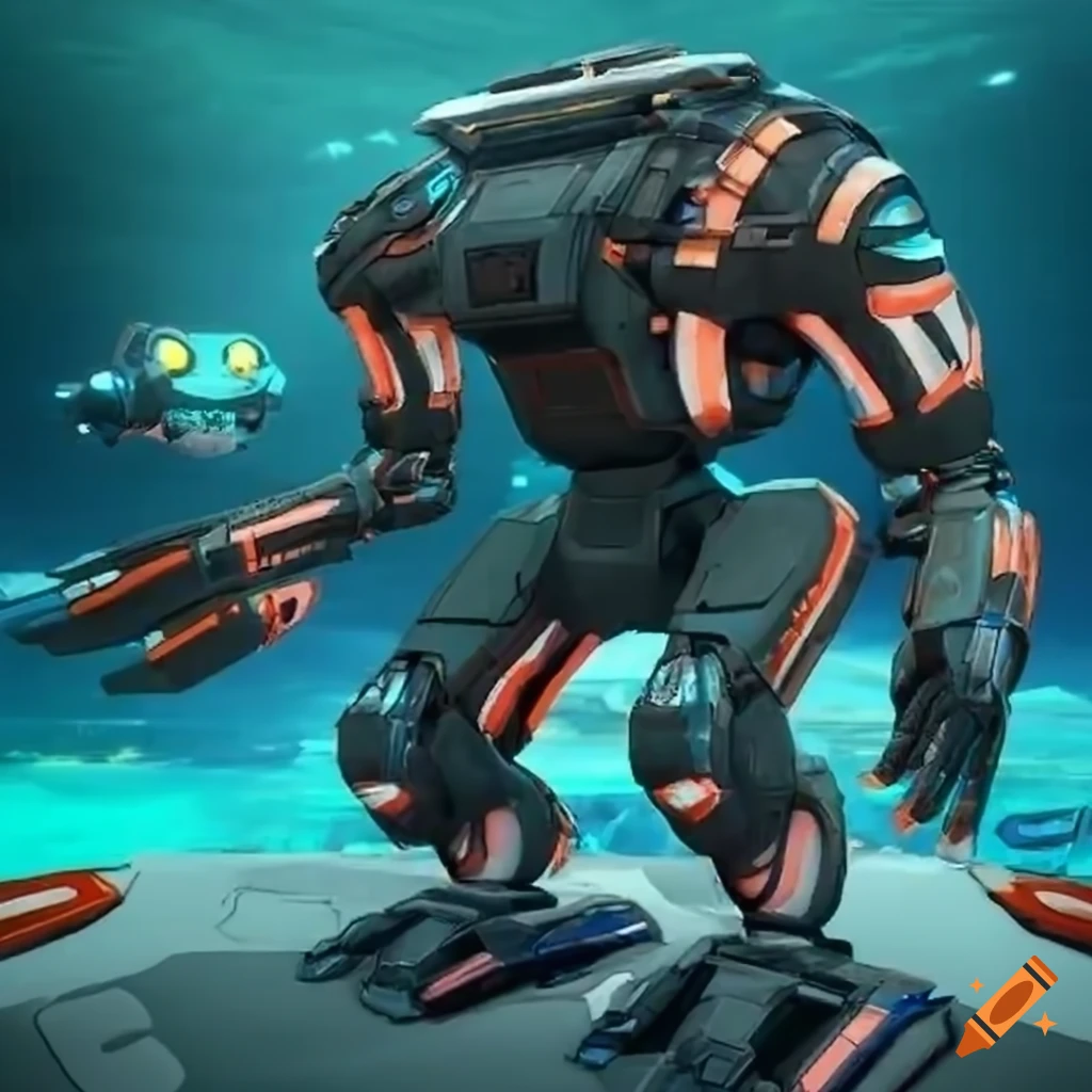Sleek and powerful mech from Subnautica series on Craiyon